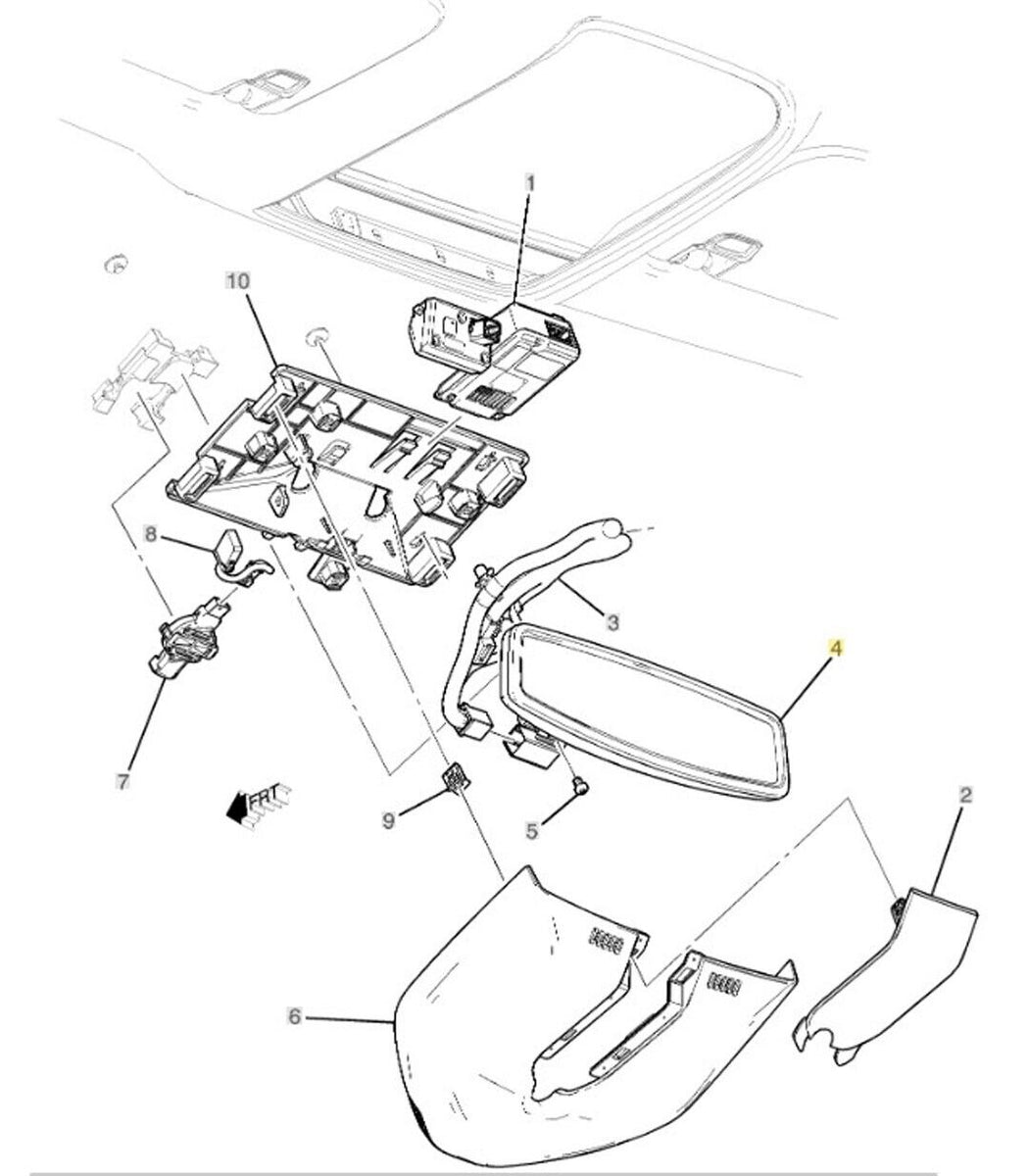 Interior Rear-View Miror Auto Dimming Pre-Crash No Video Display Cadil ...